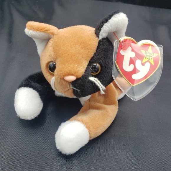 Toys | Ty Beanie Baby Babies Chip The Kitty Cat Brown White Black Date ...